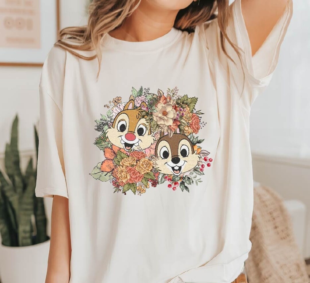 Disney Floral Chip and Dale Shirt, Vintage Double Trouble Flower Shirt ...