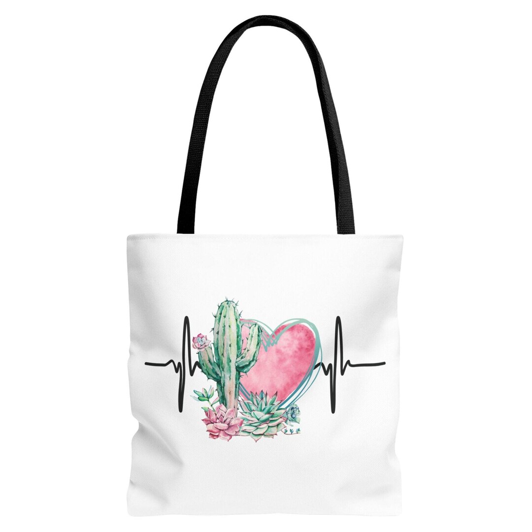 Cactus Heartbeat Tote, Pretty Cactus Merchandise, Cactus Fan, Plant ...