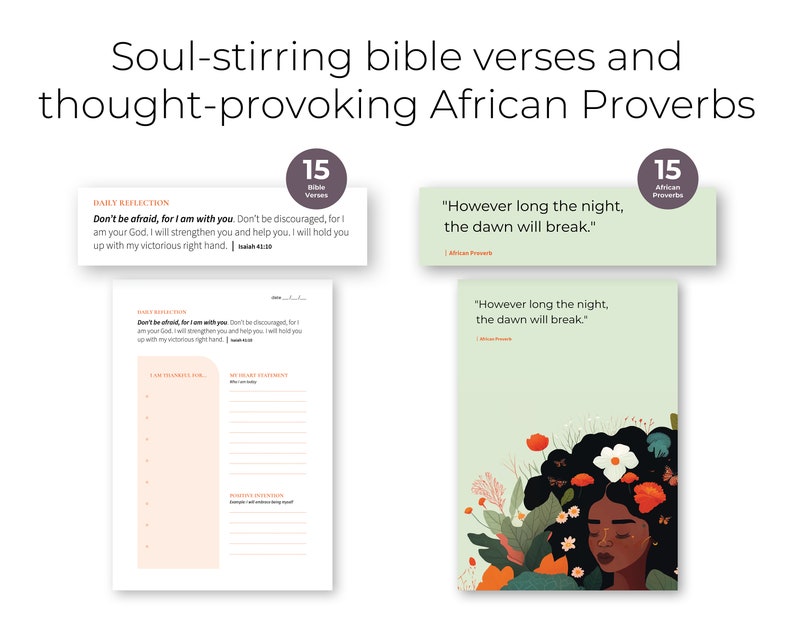 Printable Daily Reflection Journal With Bible Scriptures, African ...