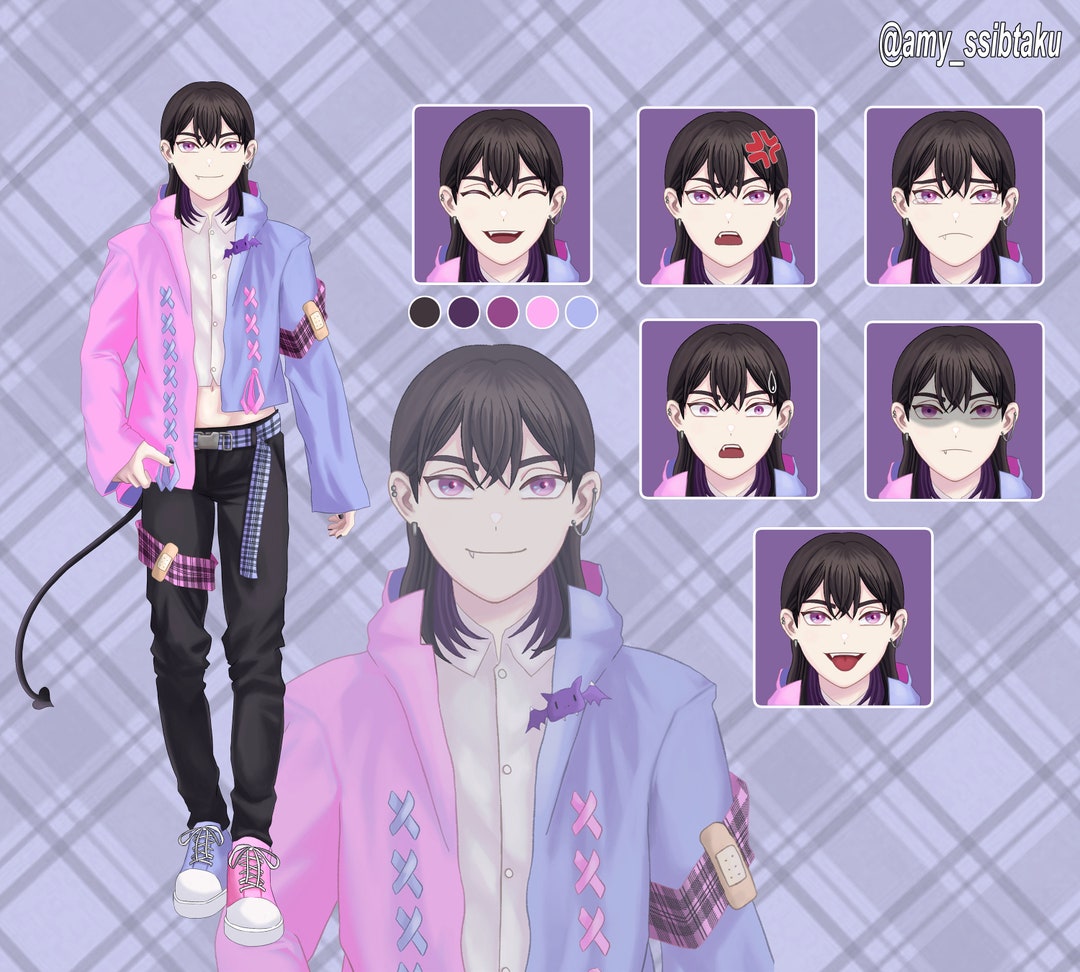 Bat Male Vtuber Model Premade Vtuber Model 6 Expressions Live2D ...