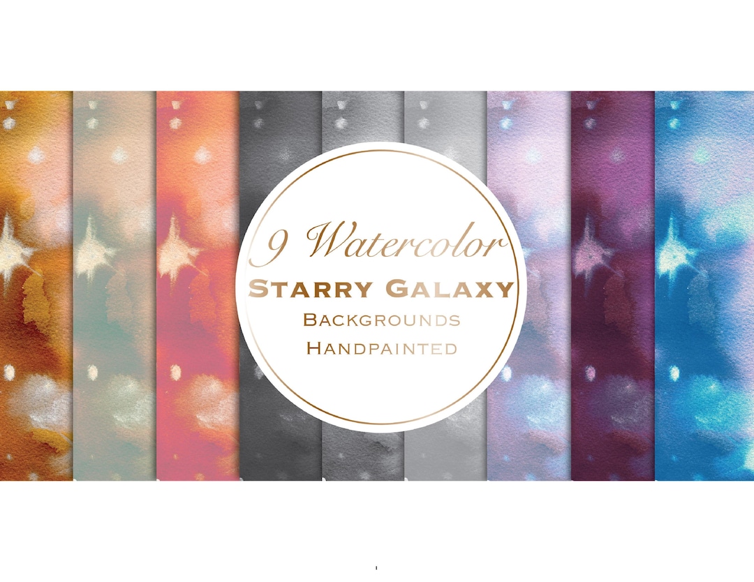 9 Pack Whimsical Watercolor Background + Starry Gradient Colour ...