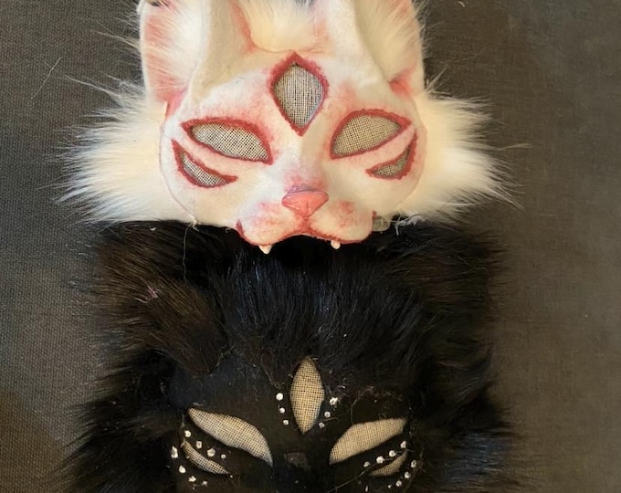 Albino and Black Cat Masks for Sale - Etsy