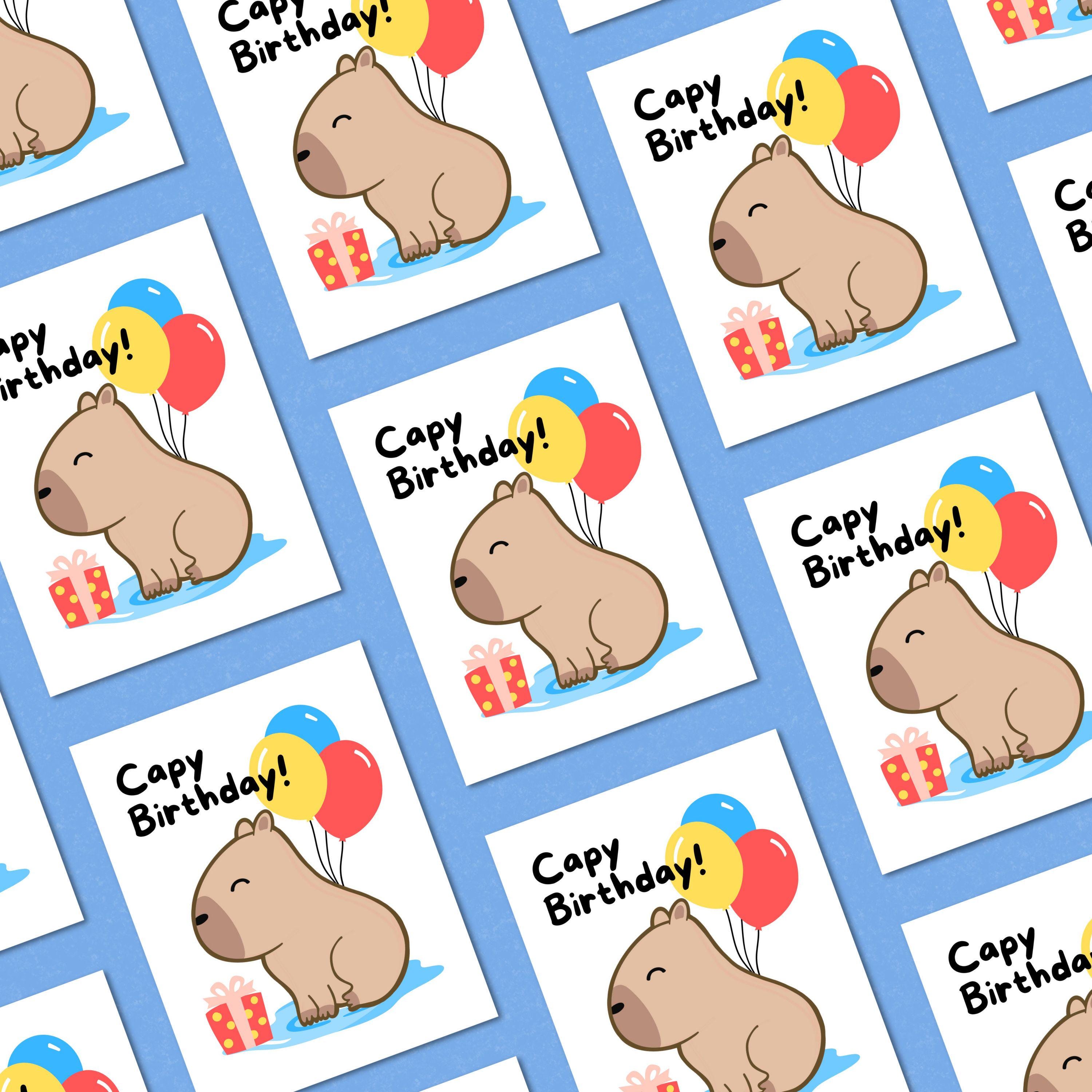 Capybara Birthday Card, Funny Animal Greeting Card Capy Birthday, Cute ...
