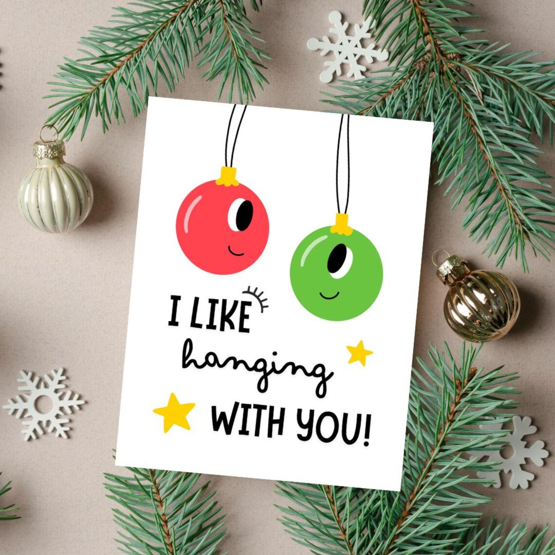 I Like Hanging With You Card, Funny Christmas Card, Holiday Greeting ...