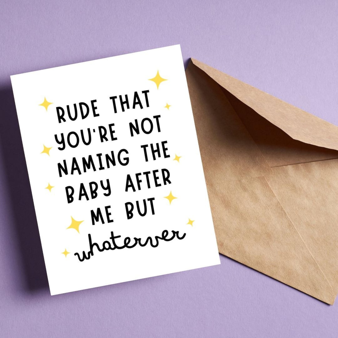 Funny Baby Shower Card, Rude Baby Naming Card, New Parent Humor Card ...