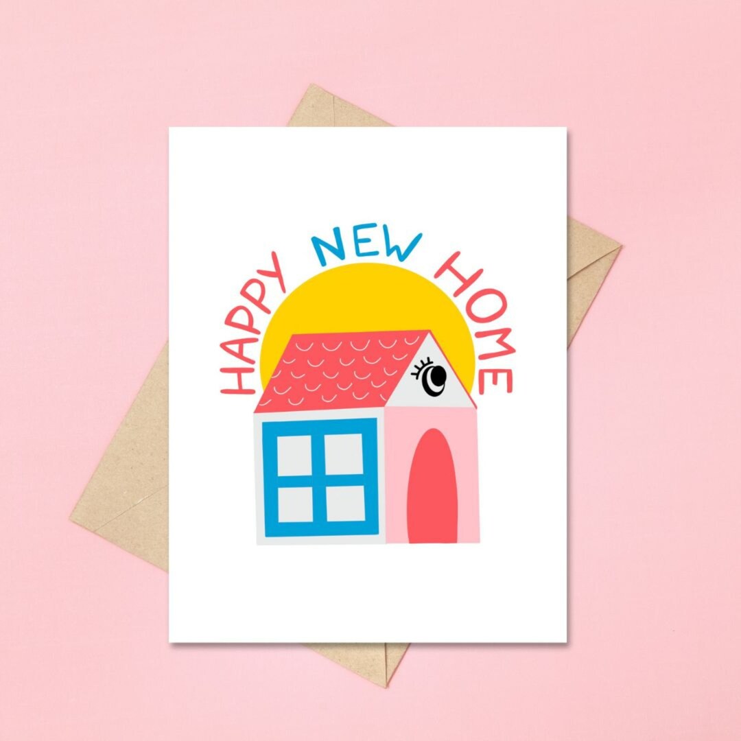 Greeting Card Happy New Home Card Cute House Card New Home Card Happy ...