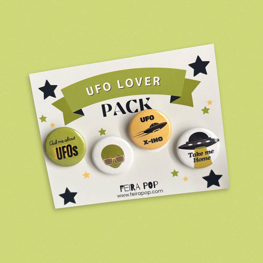 UFO Lover Pin Pack, Alien Button Set, Funny Space Pins, Sci-fi Gift for ...