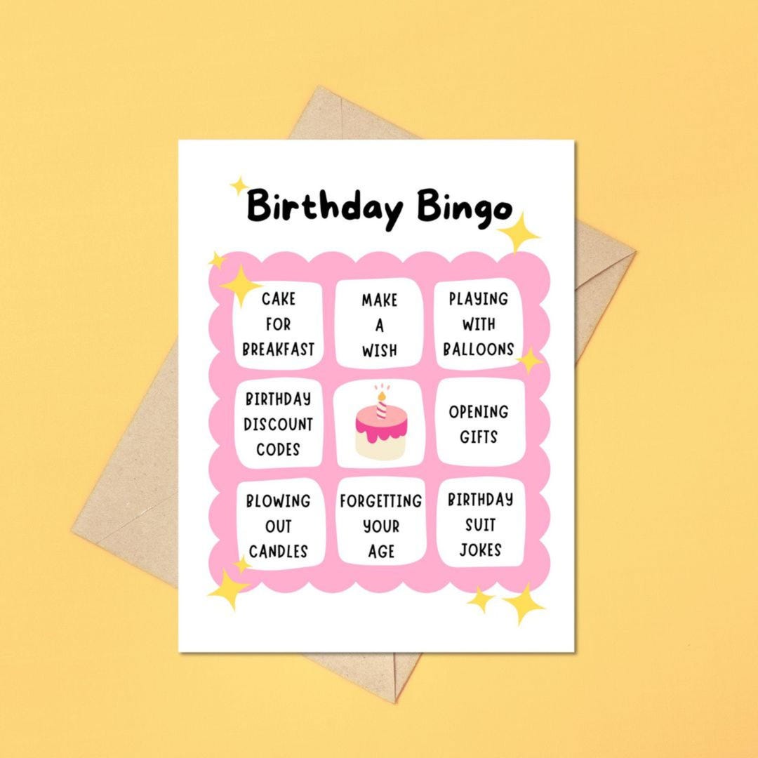 Birthday Bingo Greeting Card, Fun Birthday Celebration Card, Bingo ...