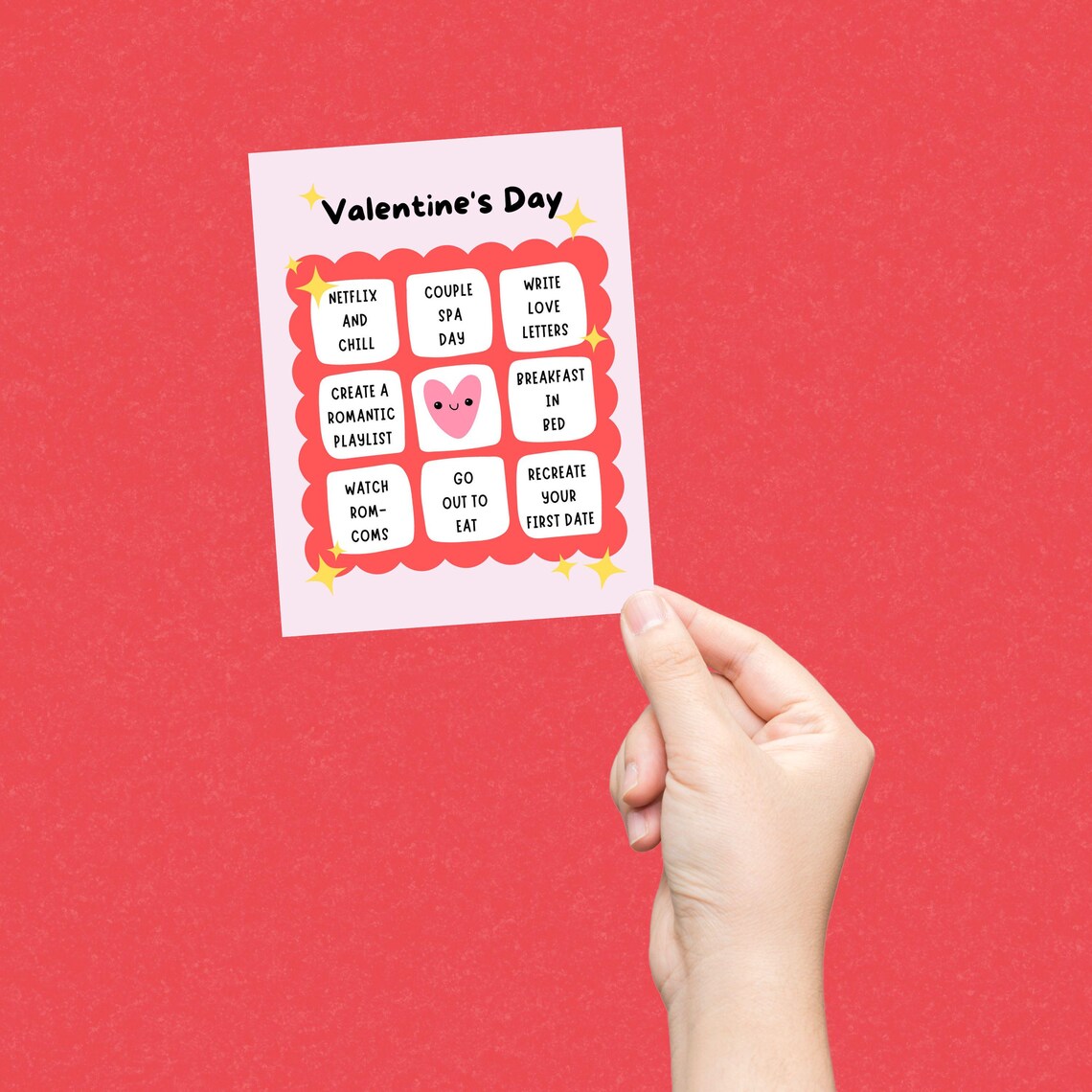 Valentine's Day Bingo Card, Cute Romantic Greeting Card for Couples ...