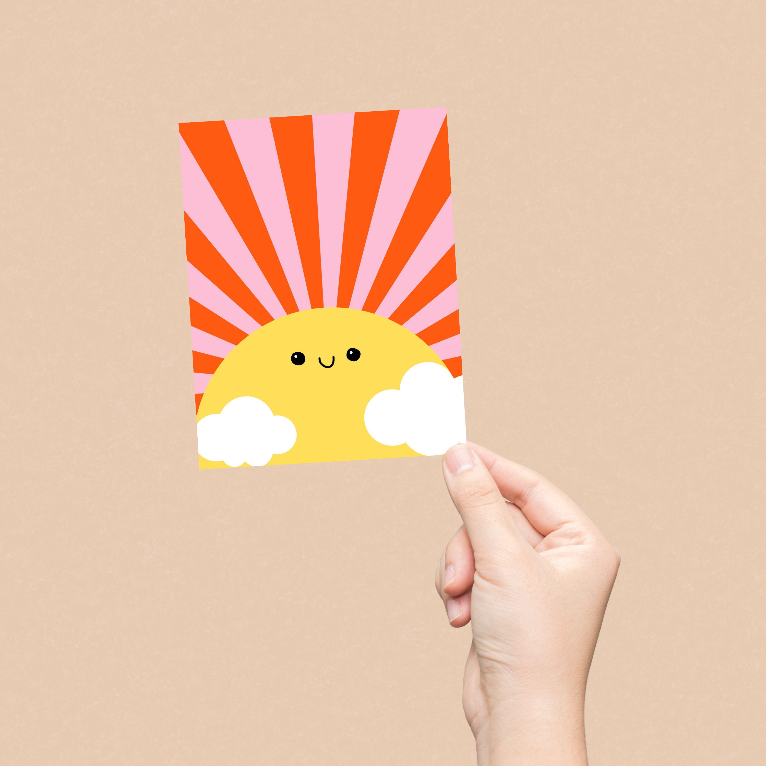 Sunshine Greeting Card, Happy Sun Card, Cheerful Blank Card, Positive ...