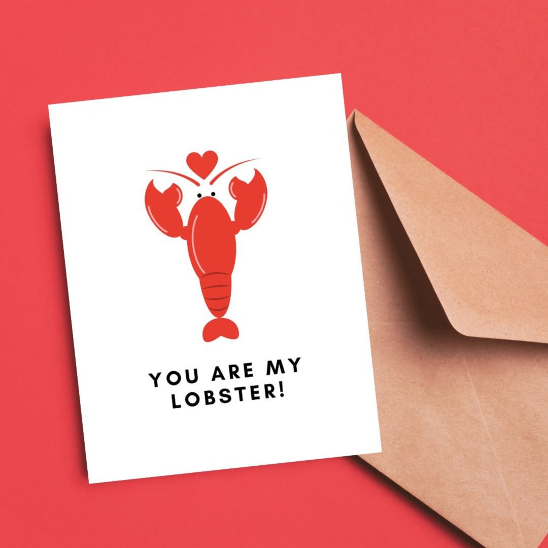 Greeting Card You Are My Lobster Card Red Lobster Card Love Lovers Card ...