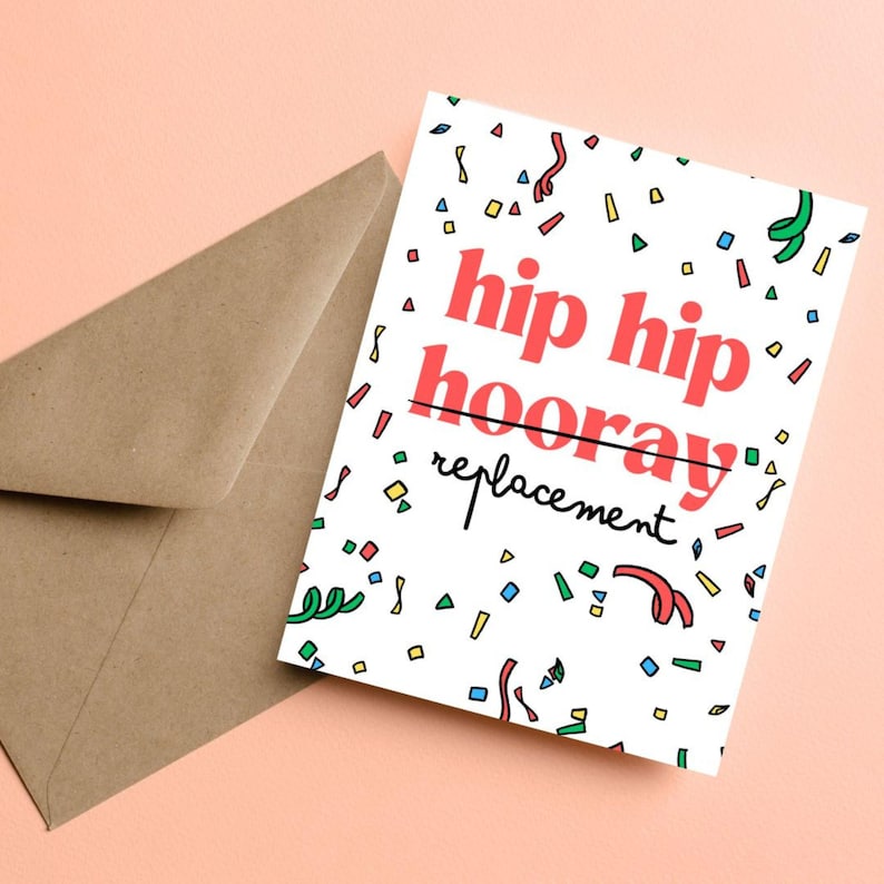 Birthday Card Hip Hip Hooray Card Hip Replacement Card Colorful ...