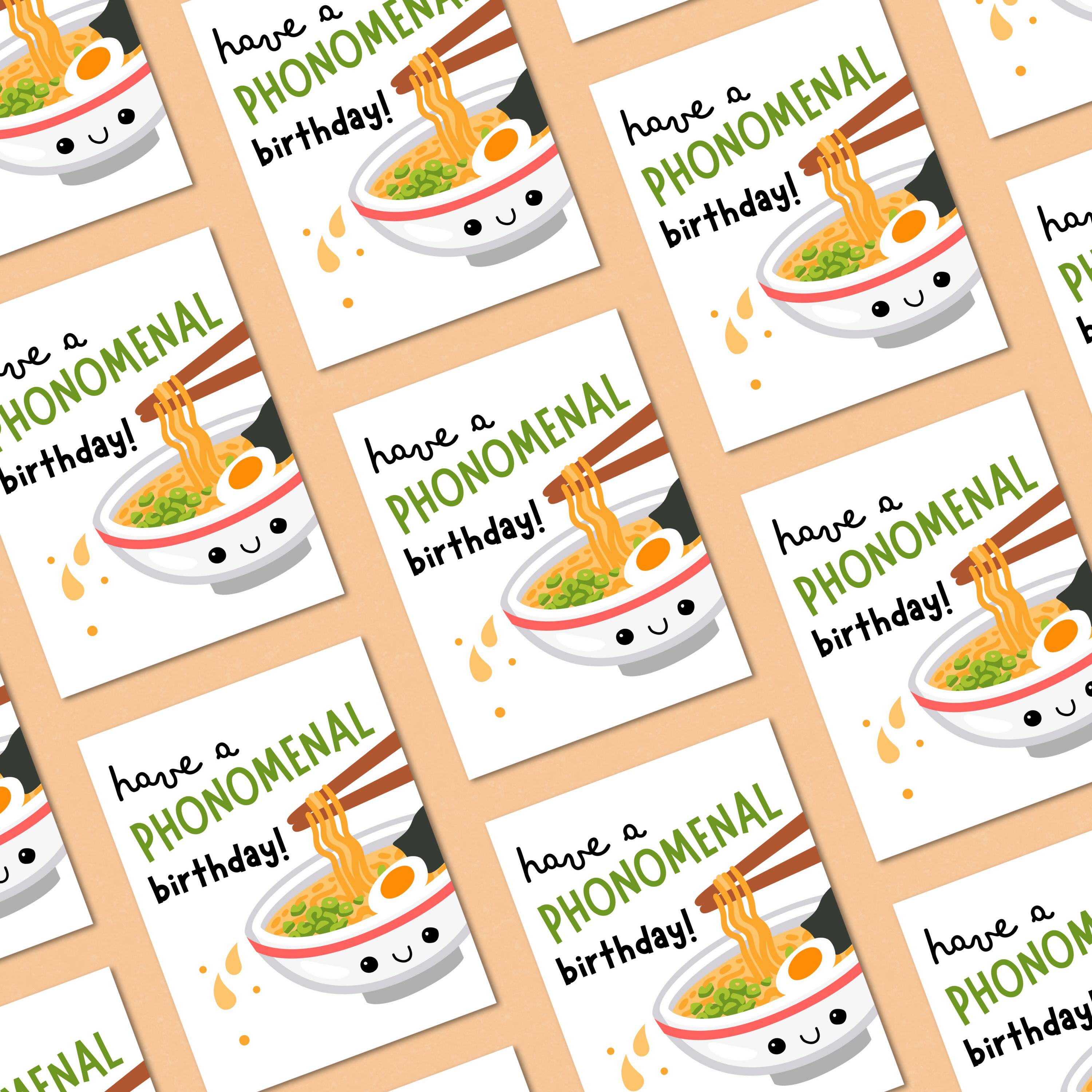 Pho Birthday Card, Funny Food Pun Card, Noodle Soup Birthday Card, Pho ...