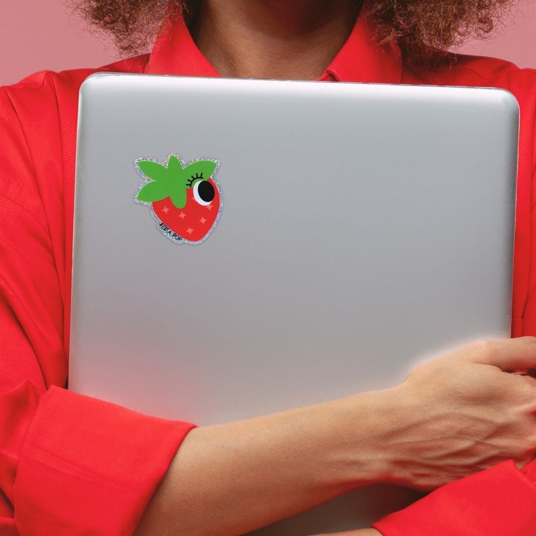 Glitter Strawberry Sticker | Cute Vinyl Laptop Decal - Etsy