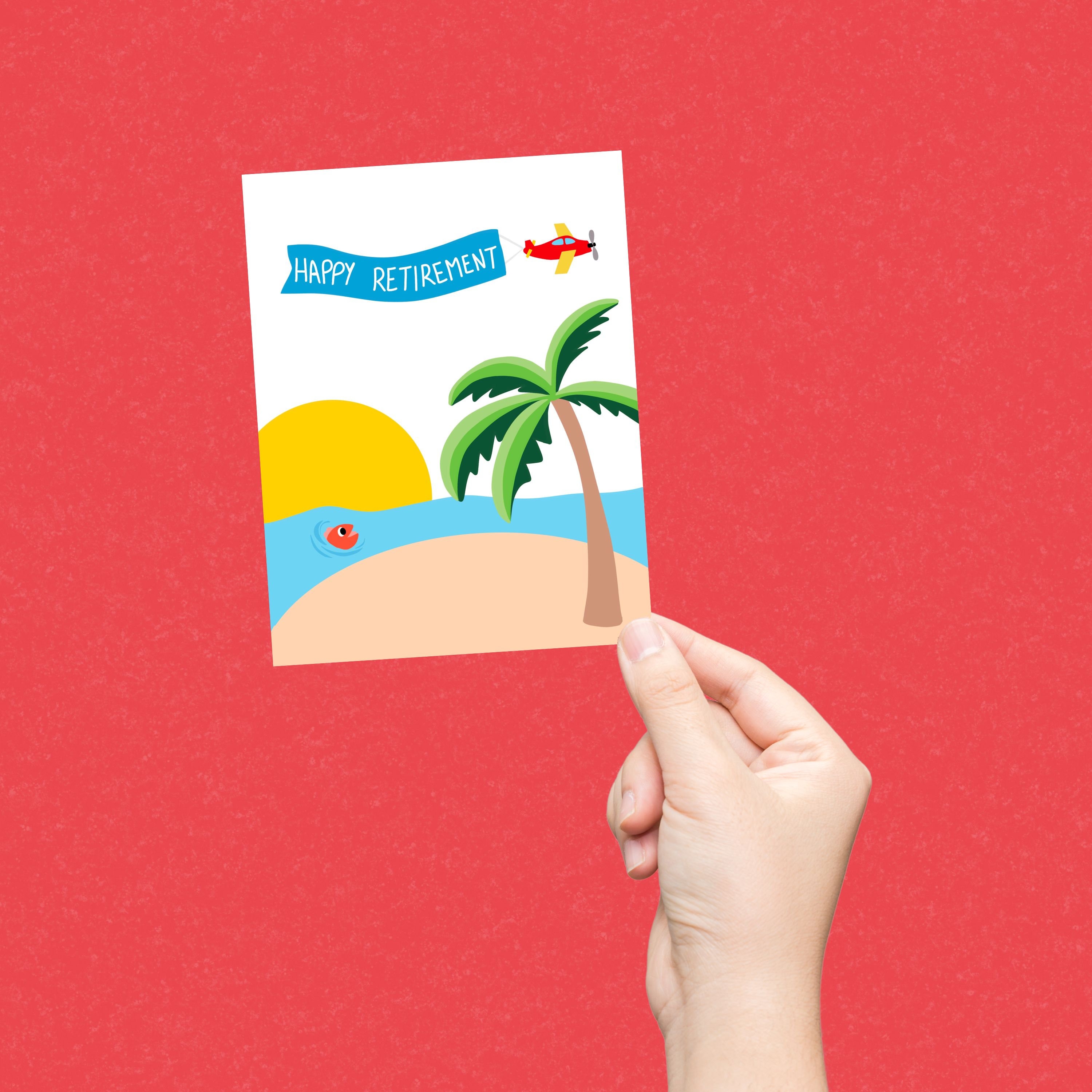 Greeting Card Happy Retirement Card Sunny Island Card for Retiree Card ...