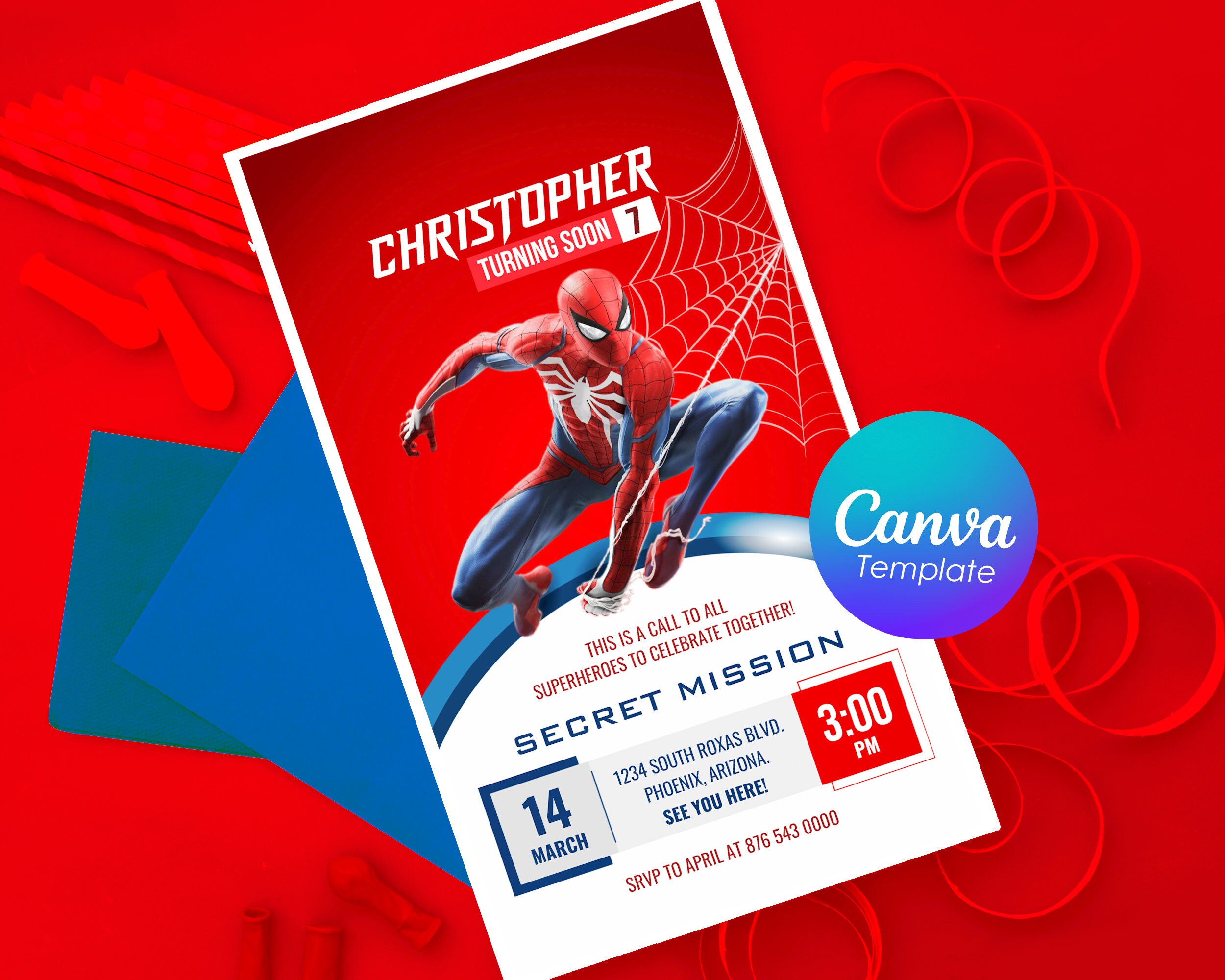 Spider Man Invitation Birthday Party | Invitation Digital | Templete ...