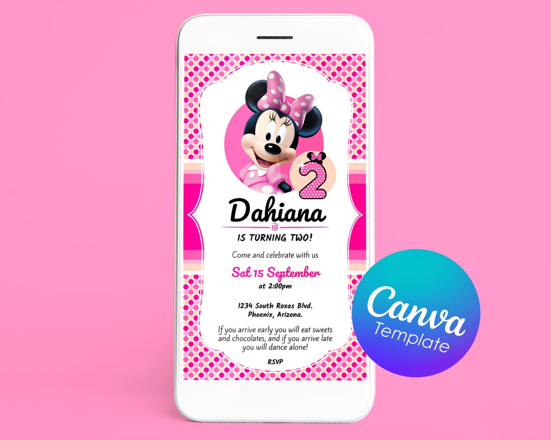 DIY Digital Invitation Birthday Minnie Mouse | Invitation Digital ...