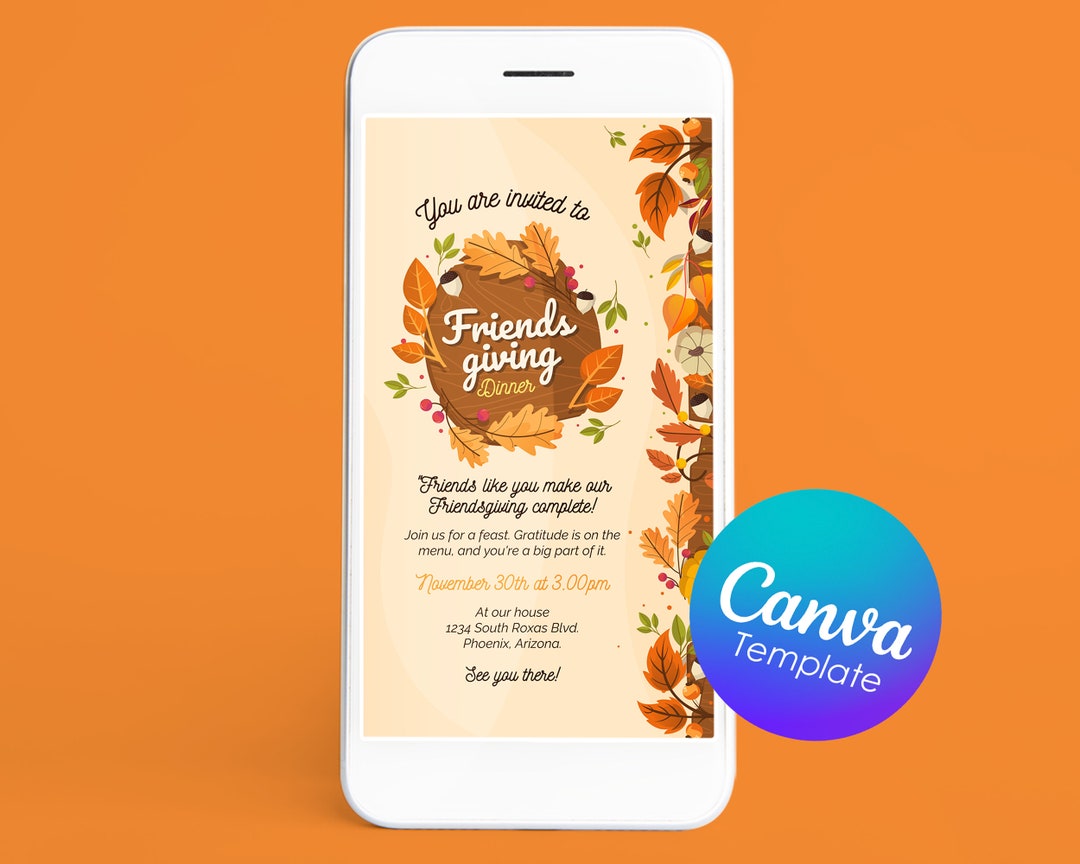 DIY Digital Friendsgiving Day Invitation | Invitation Digital ...