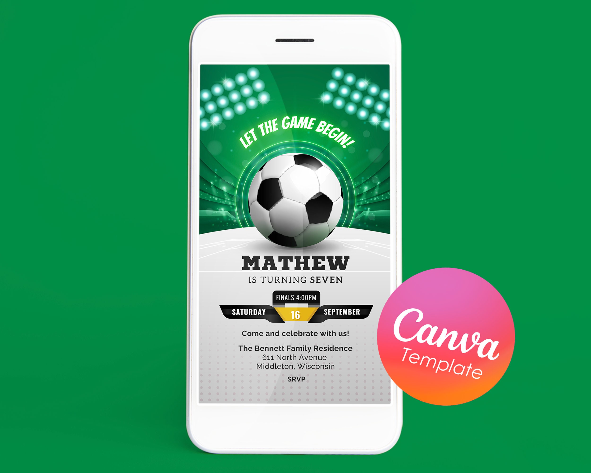 Editable Soccer Birthday Invitation Template, Soccer Birthday ...