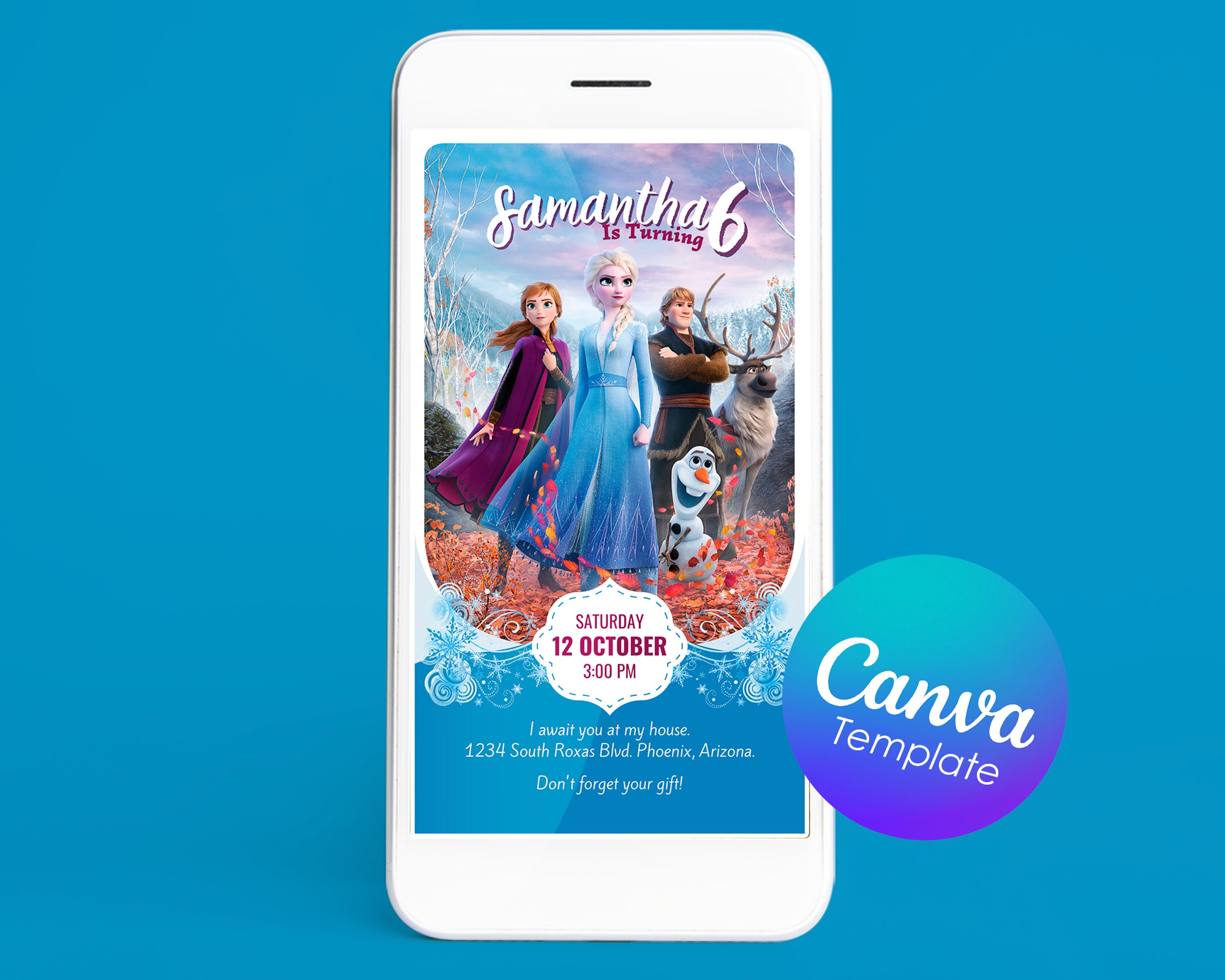 Frozen Birthday Invitation: DIY Canva Template (digital) - Etsy