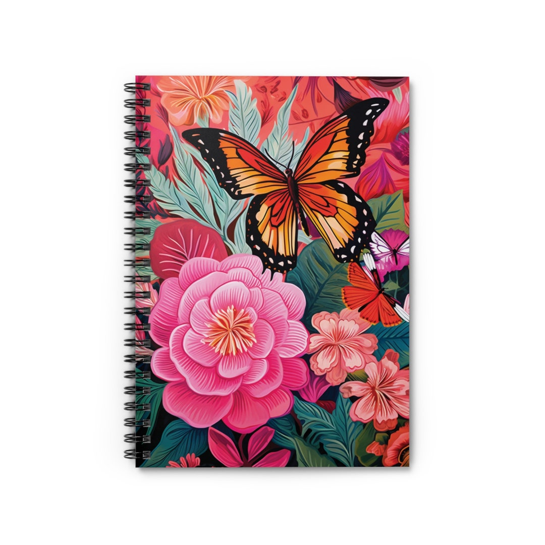 Monarch Butterfly Notebook Floral Butterfly Spiral Notebook - Etsy