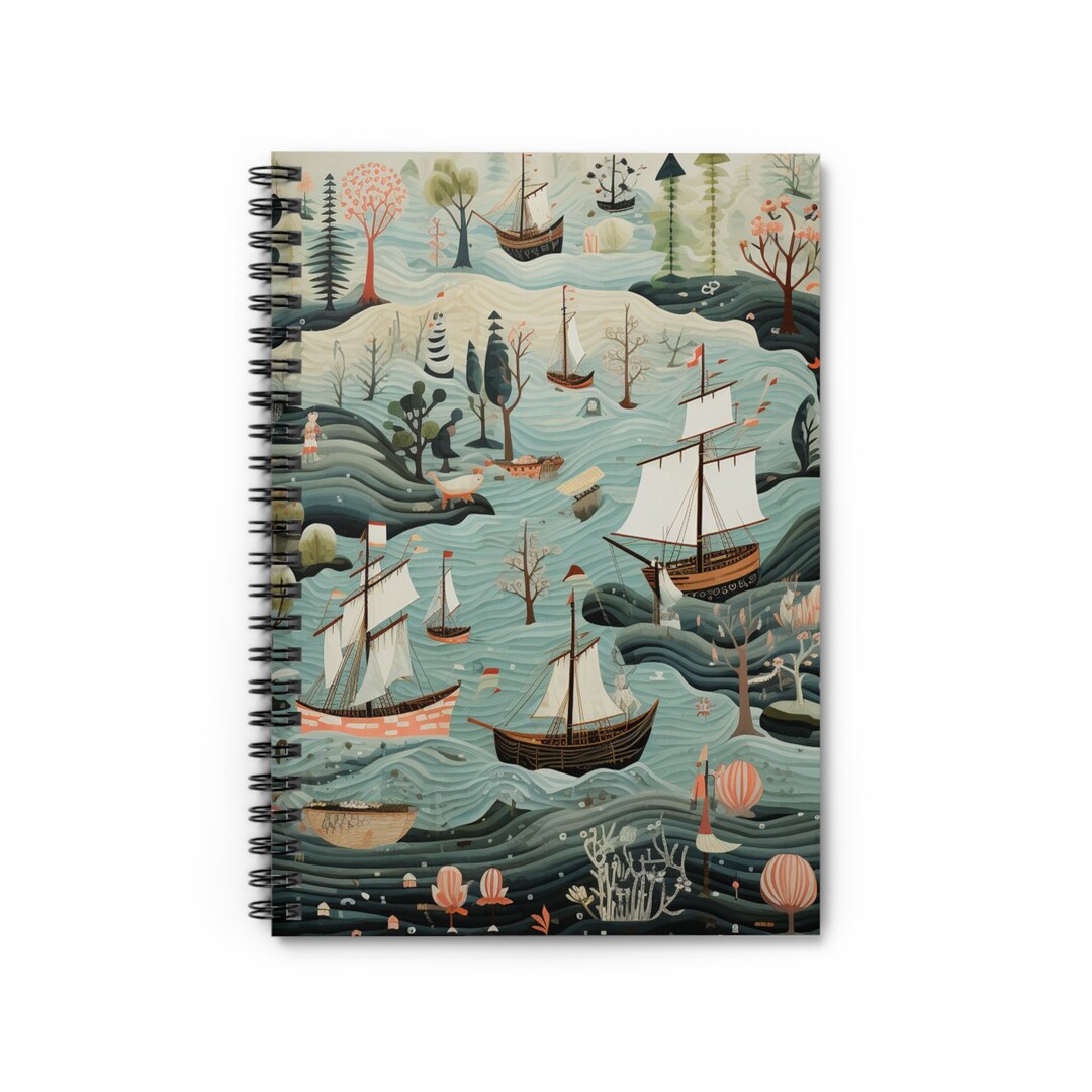 Pirate Ship Notebook Vintage Vibes Sea Voyage Ships Spiral Notebook ...