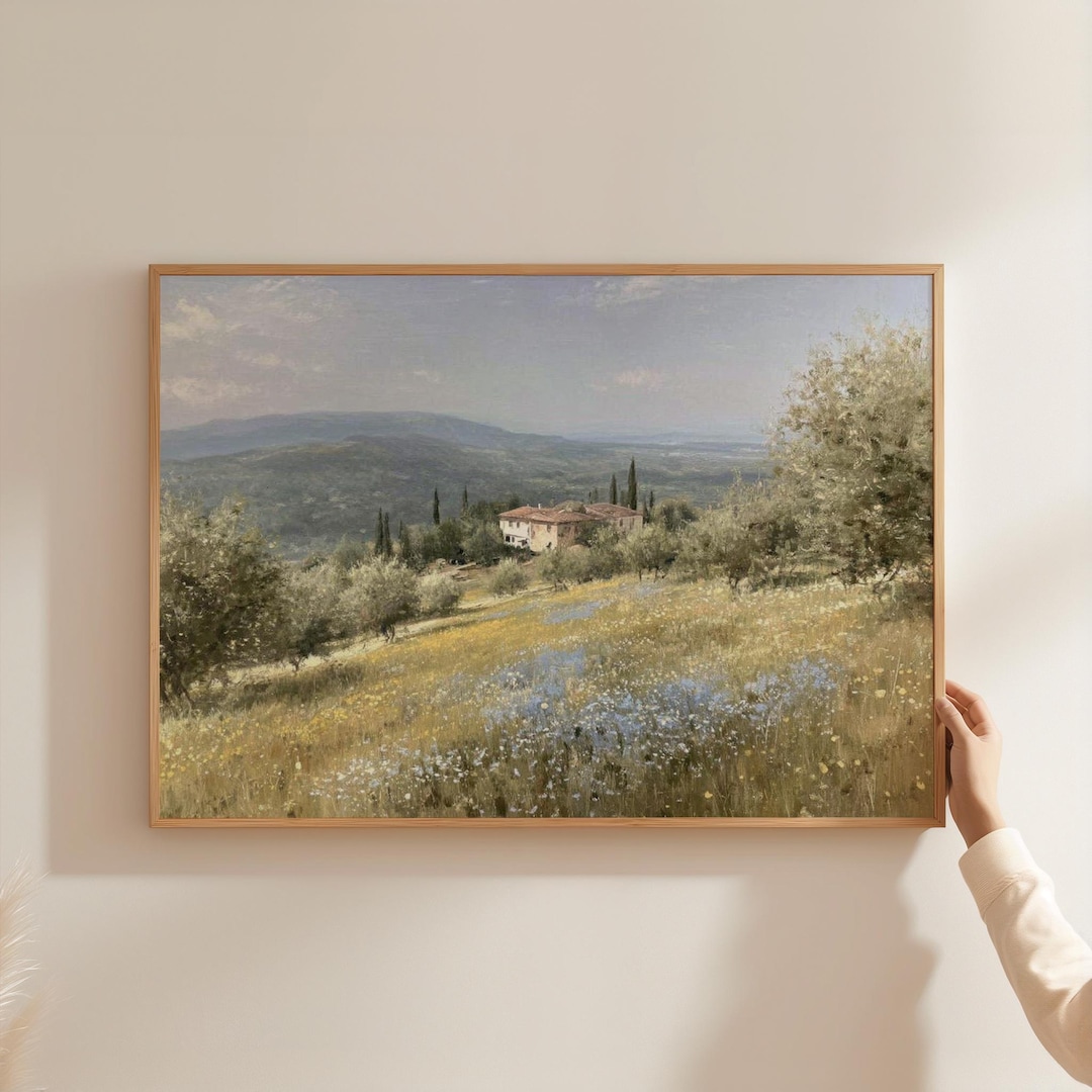 Tuscan Landscape Art Print | Olive Tree Farmhouse Poster | Italian ...
