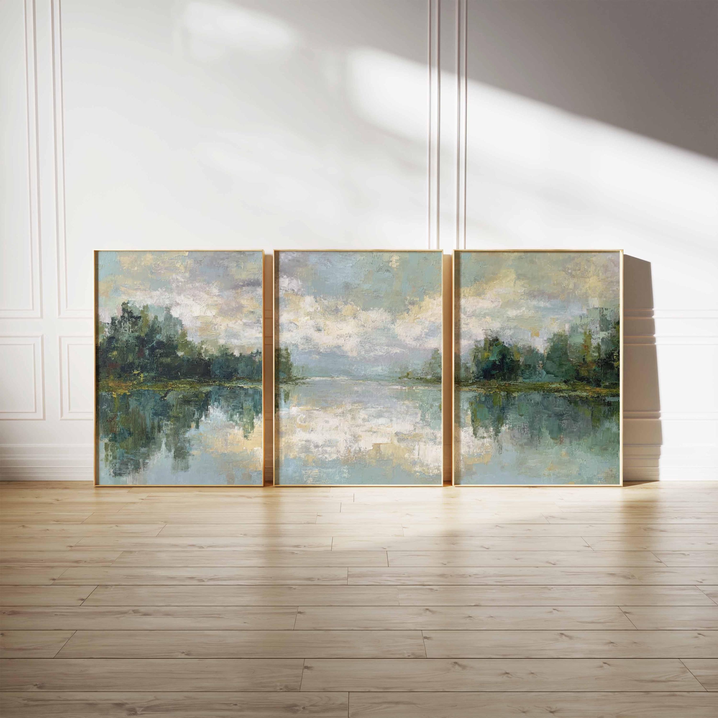 Pastel Lake Prints Set: Abstract Impressionist Triptych Wall Art - Etsy