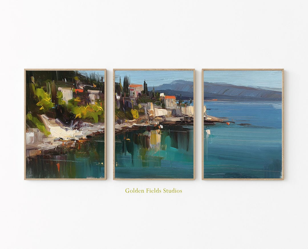 Croatian Harbour Poster Set of 3 | Mediterranean Coastal Wall Art ...