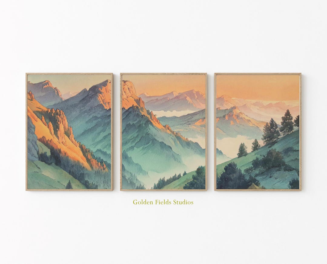 Mountain Landscape Posters | Vintage Alpine Wall Art | Scenic Nature ...