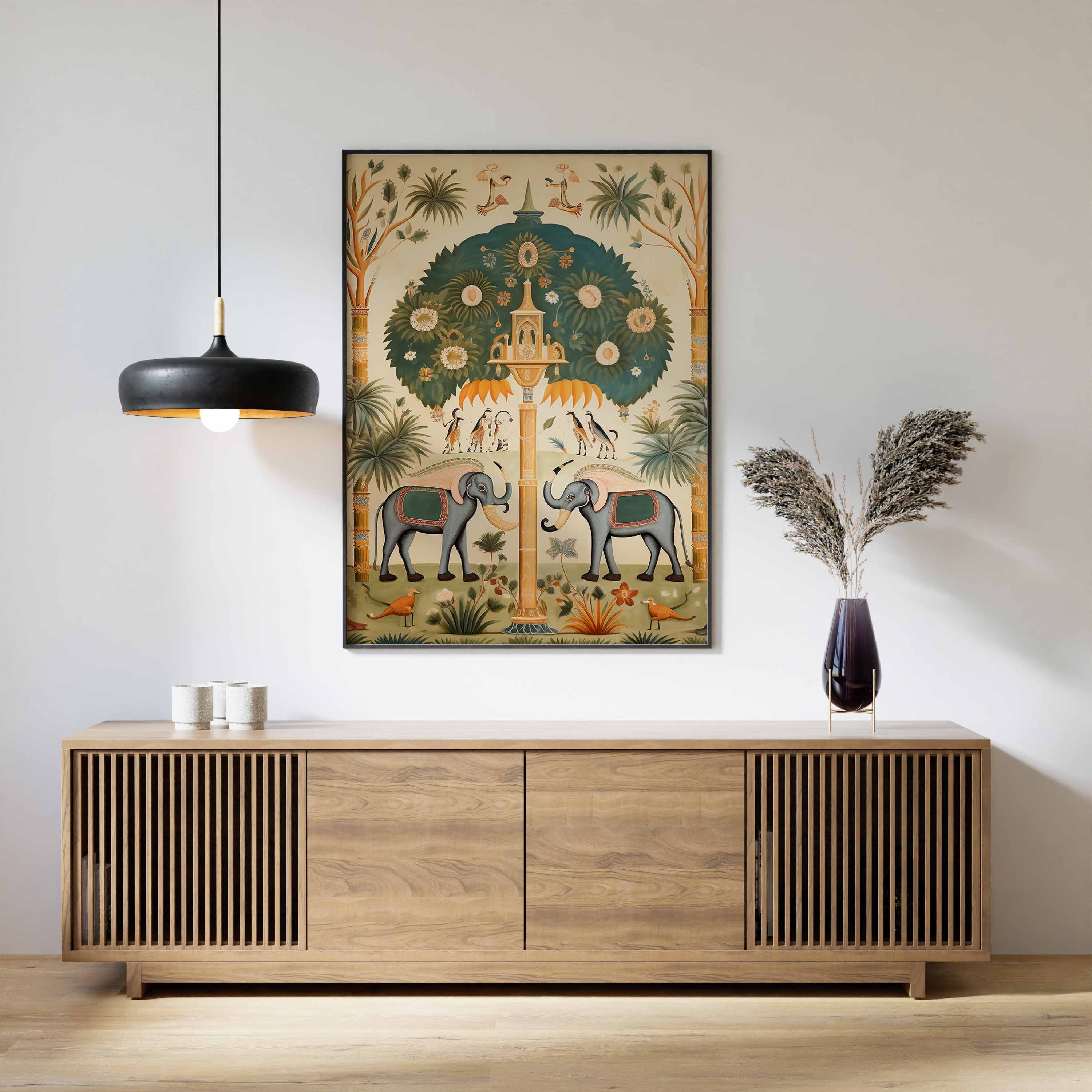 Indian Elephant Print, Indian Poster, Pichwai Art, Traditional Indian ...