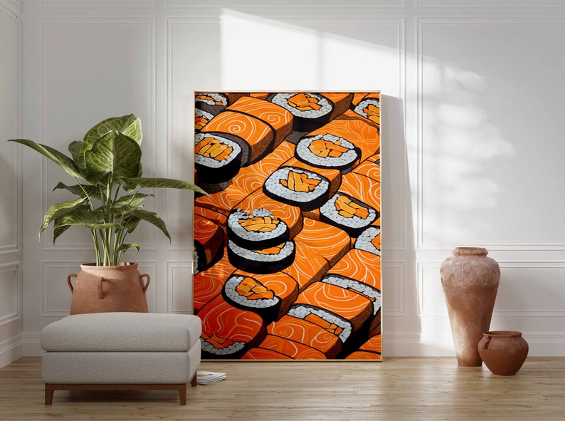 Sushi and Maki Poster, Japanese Cuisine Art,trendy Sushi Artwork ...