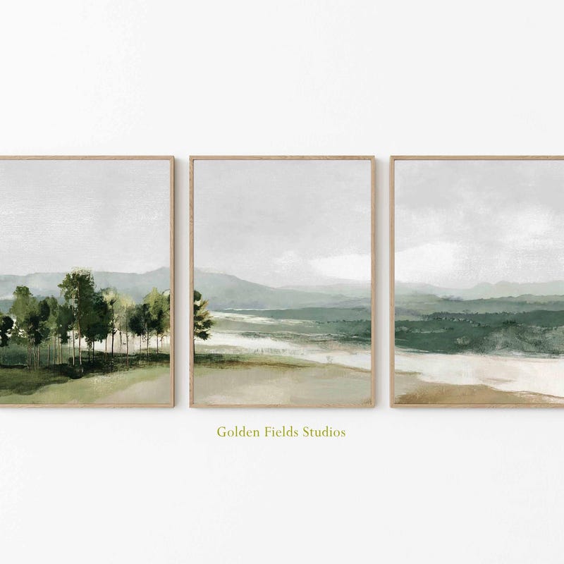 Green Landscape Triptych - Etsy UK