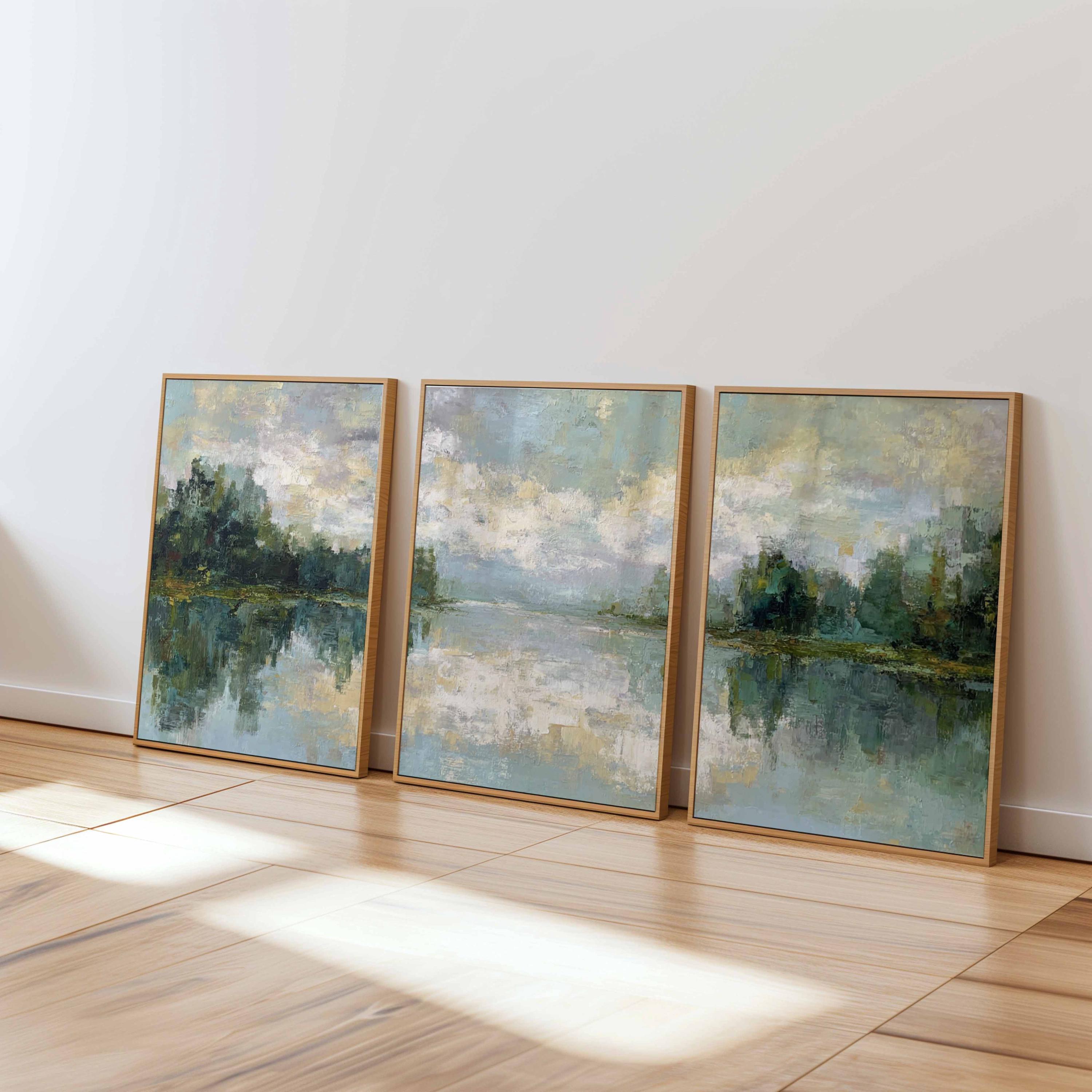Pastel Lake Prints Set: Abstract Impressionist Triptych Wall Art - Etsy