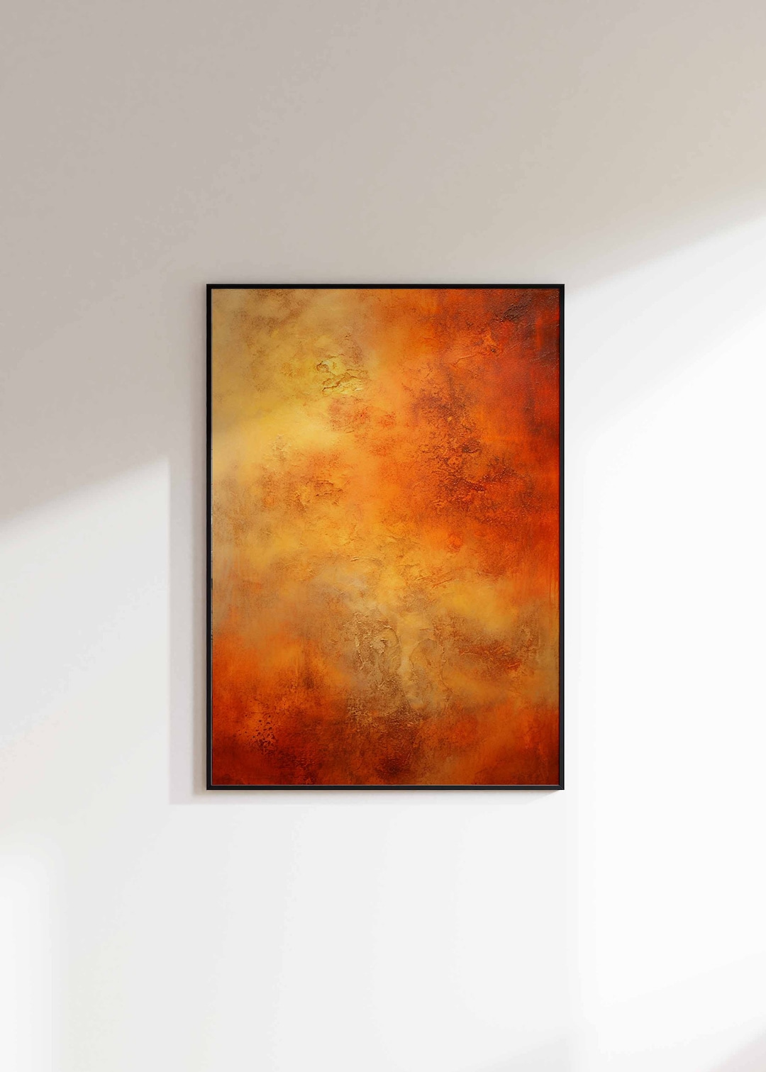Gold and Orange Abstract Painting Poster, Modern Wall Decor, Stylish ...