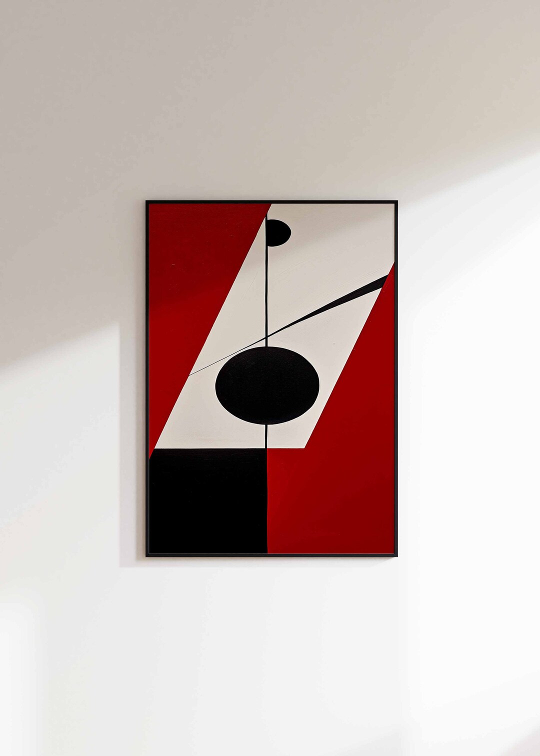 Abstract Painting Poster, Red Black and White Art Modern Abstract ...