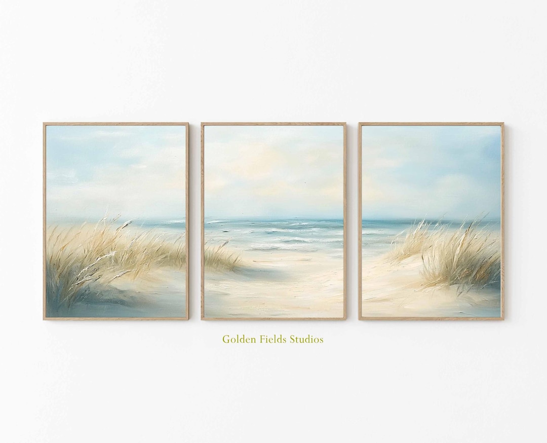 Coastal Sand Dunes Art Print Set: Beach Triptych, Ocean Shoreline - Etsy