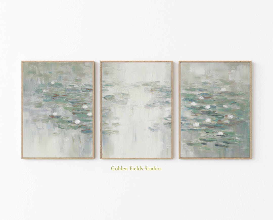 Monet Water Lily Pond Triptych: Impressionist Botanical Art Prints - Etsy