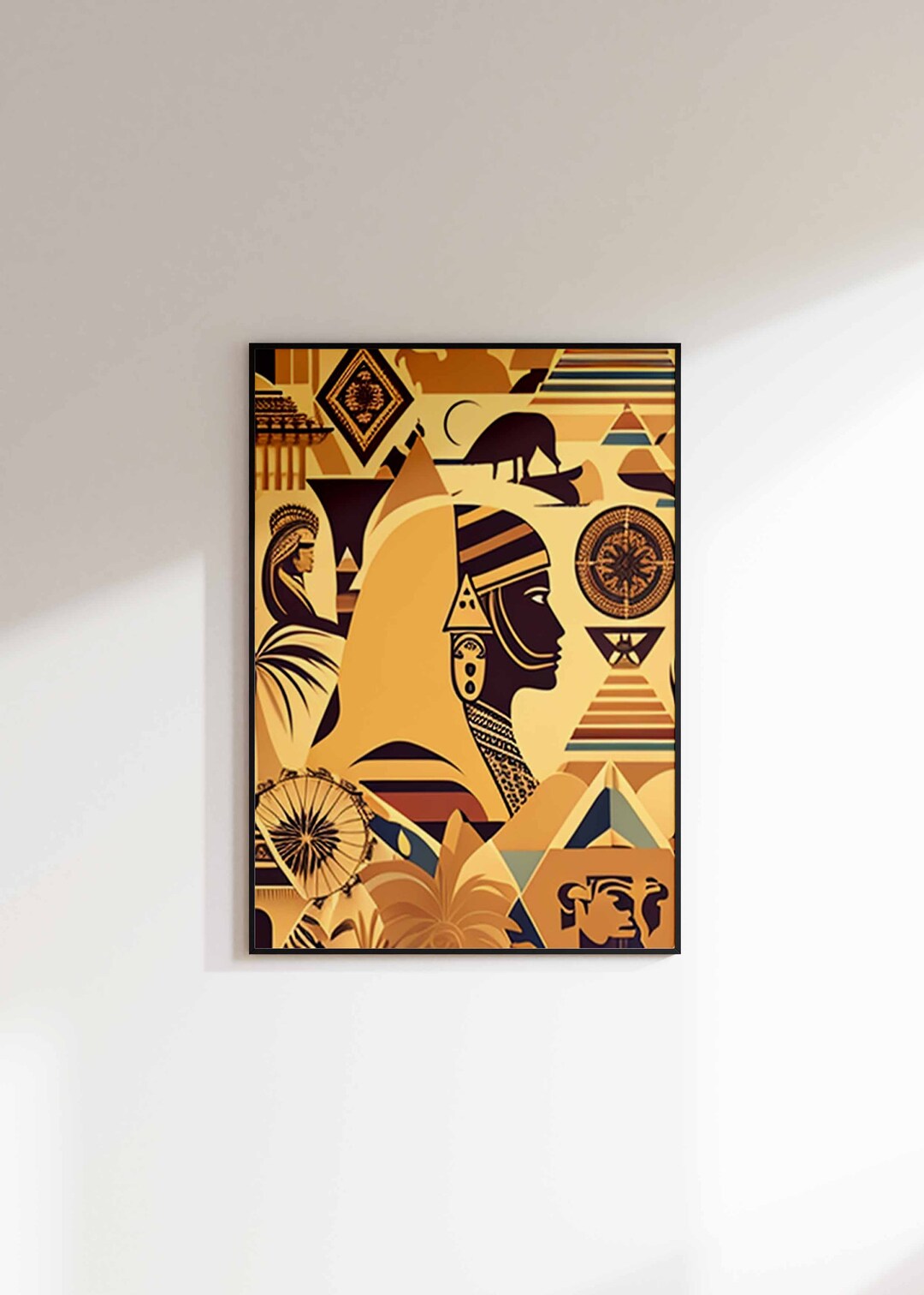 Egyptian With Pyramid Poster, Pharaoh and Pyramid Print, Mystical ...