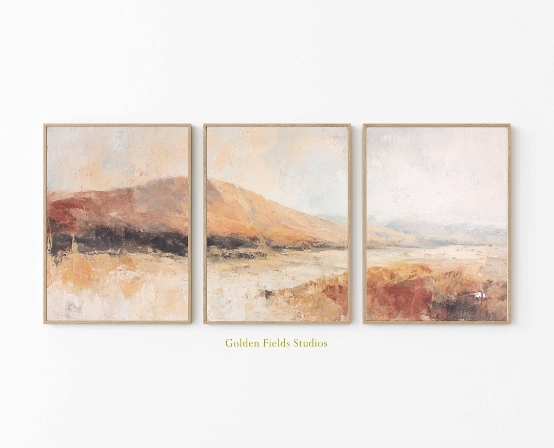Terracotta Desert Poster Set of 3: Boho Earth Tone Landscape Wall Art ...