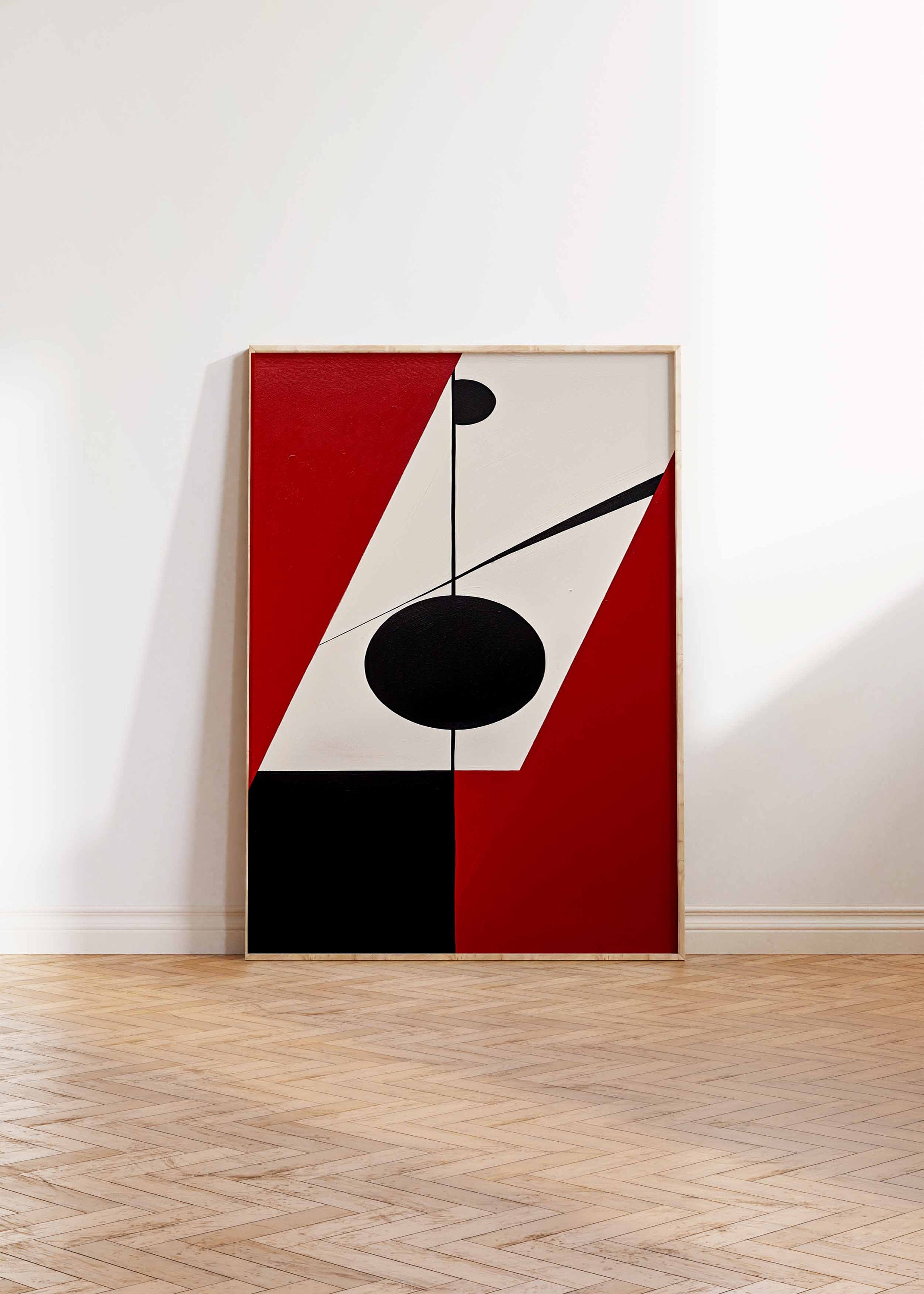 Abstract Painting Poster, Red Black and White Art Modern Abstract ...