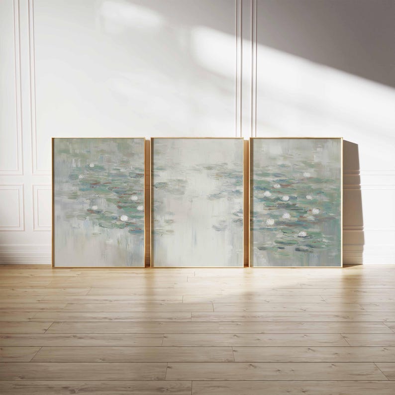 Monet Water Lily Pond Triptych: Impressionist Botanical Art Prints - Etsy