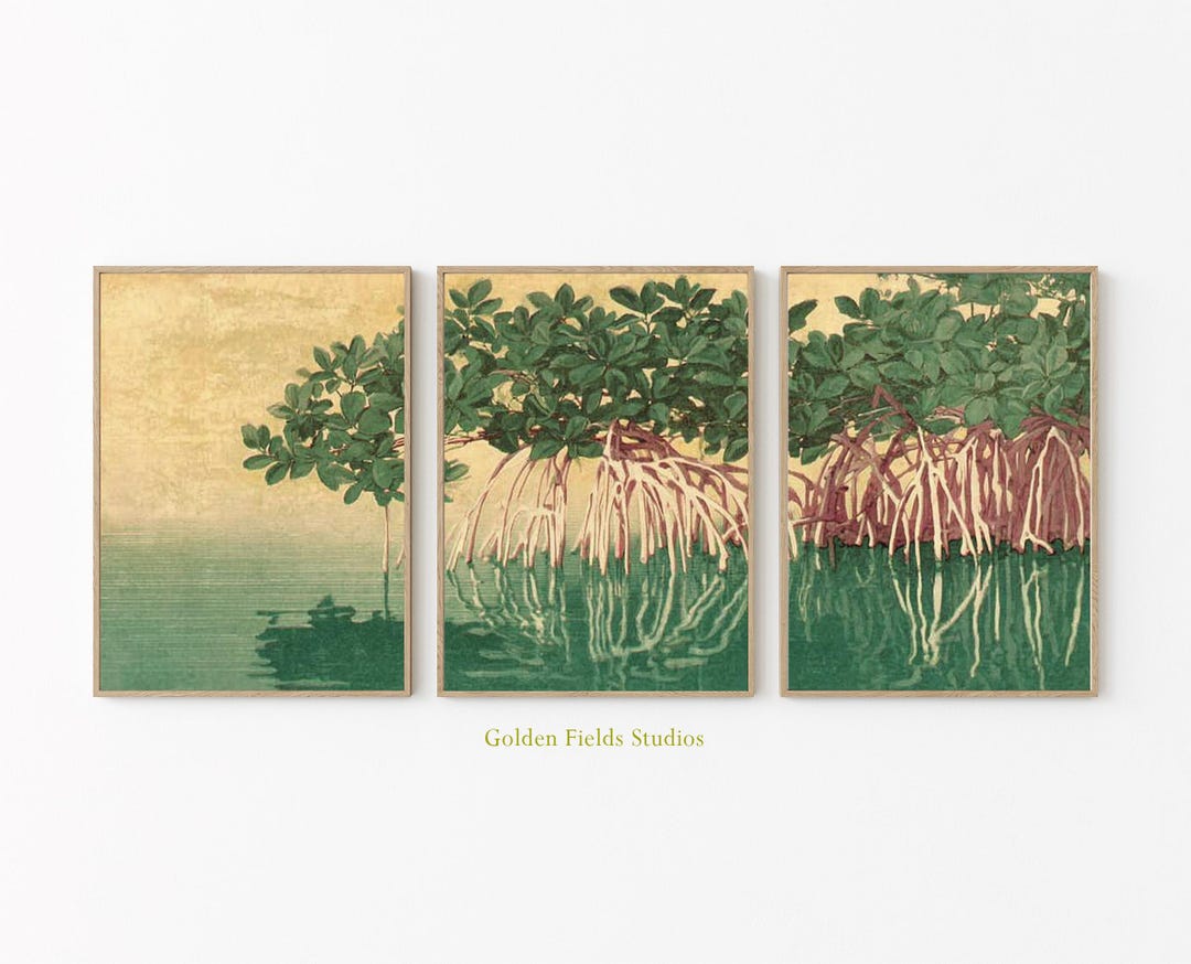 Mangrove Tree Posters Set of 3 | Green Beige Nature Wall Art - Etsy