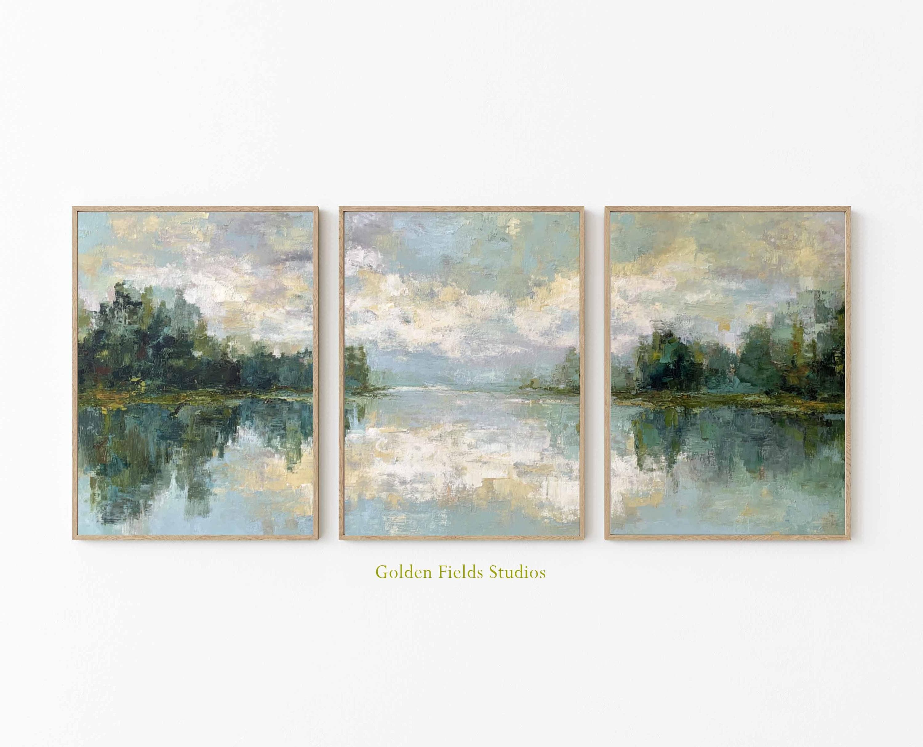 Pastel Lake Prints Set: Abstract Impressionist Triptych Wall Art - Etsy