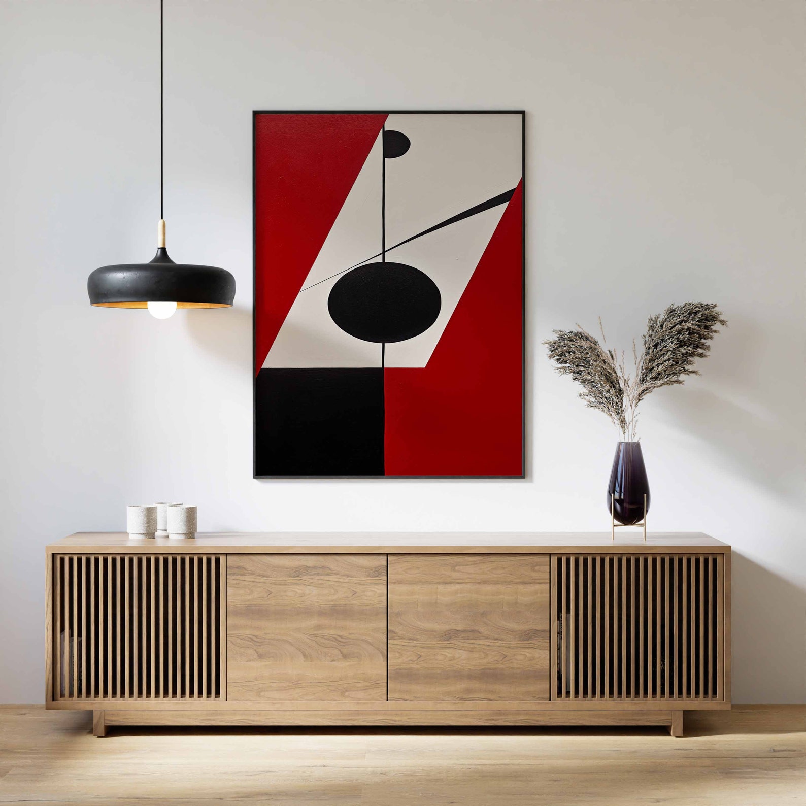 Abstract Painting Poster, Red Black and White Art Modern Abstract ...