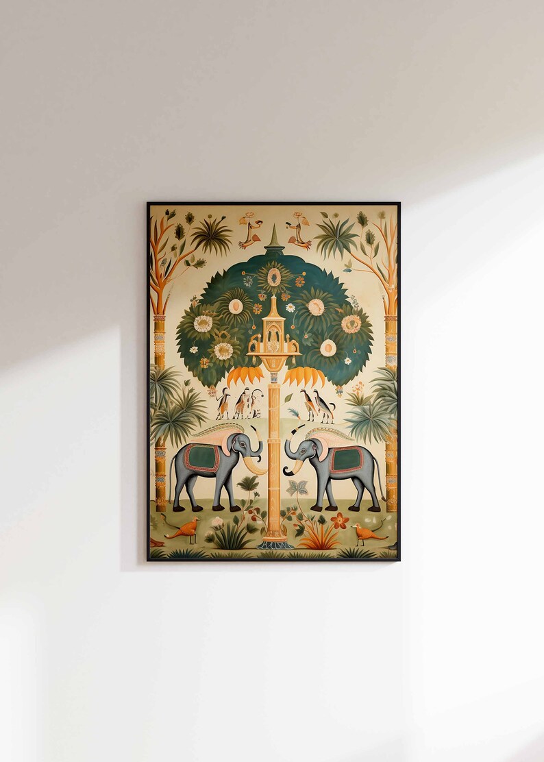 Indian Elephant Print, Indian Poster, Pichwai Art, Traditional Indian ...