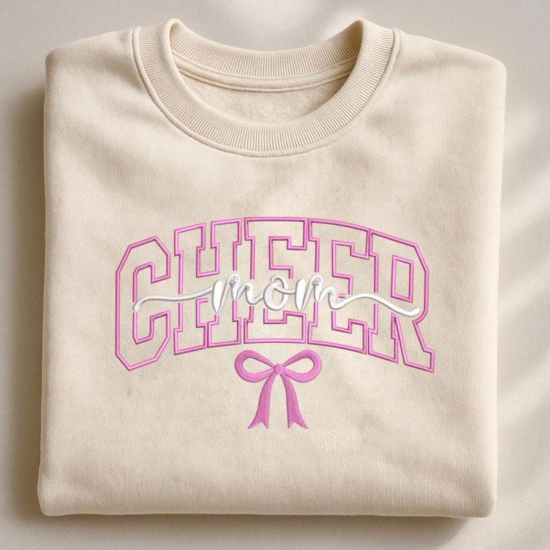 Cheer Mom Coquette Bow Machine Embroidery File, Sport Season Design ...