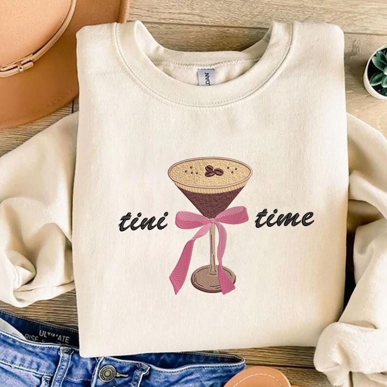 Espresso Martini Embroidery File, Coquette Tini Time Design (digital ...