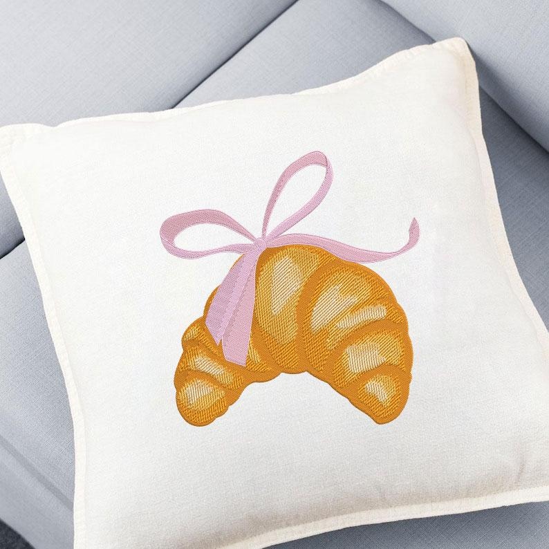 Coquette Croissant Pink Bow Machine Embroidery File (instant Download ...