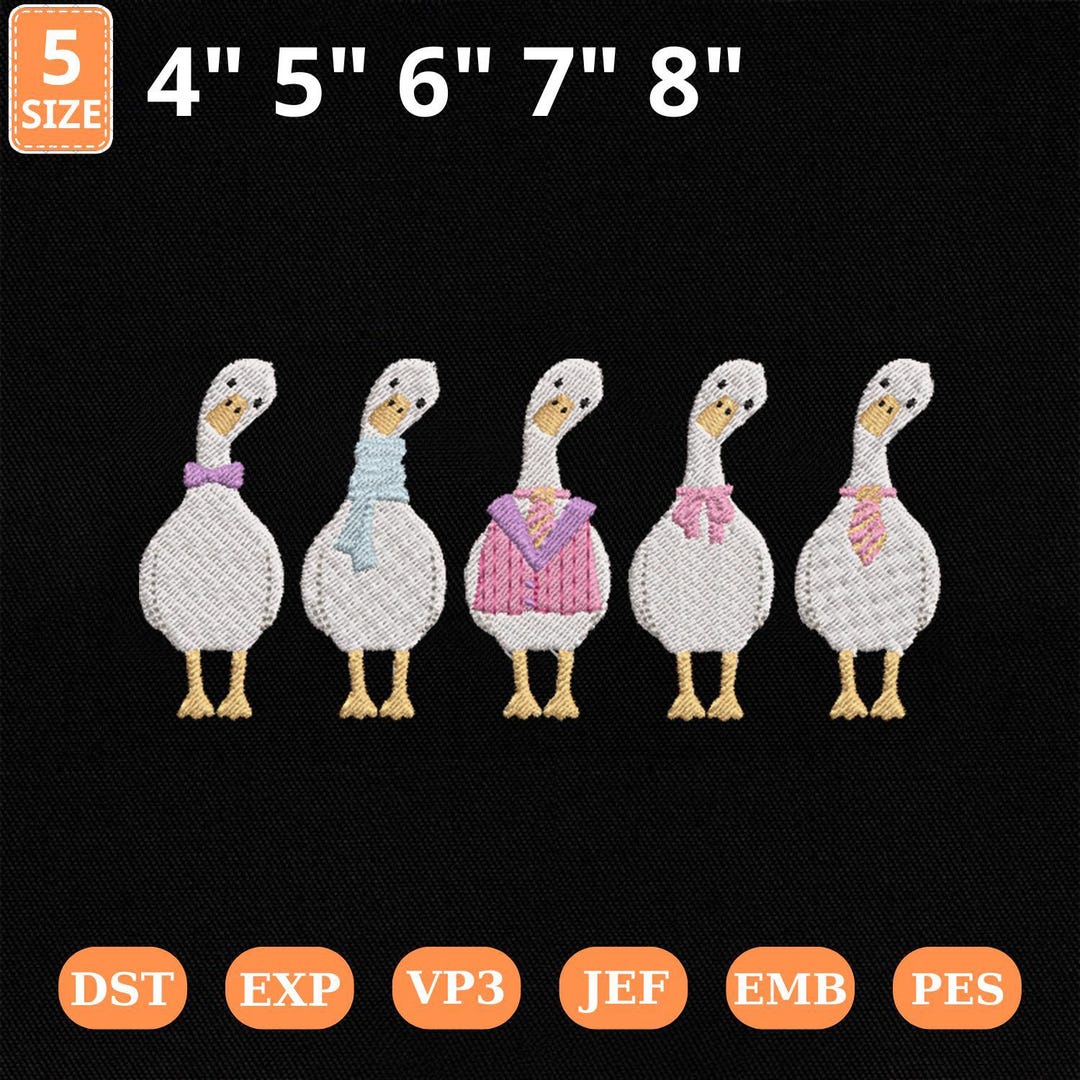 Gans mit Schleife Stickdatei, Preppy Coquette Design (Digitaler ...